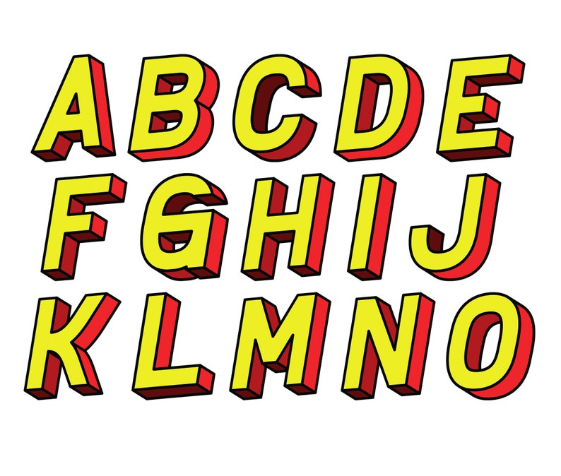3D Retro Comic Letters Clipart PNG SVG Bundle, Retro Font, Retro ...