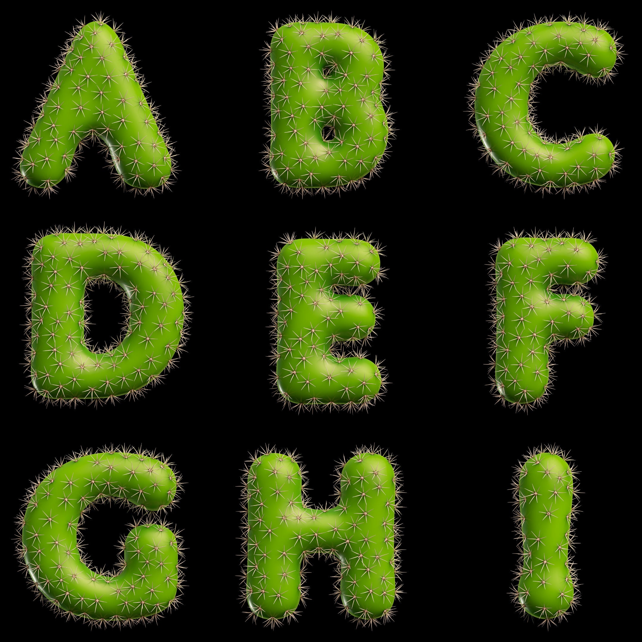 Cactus Font Clipart PNG SVG Bundle, Plant Font Svg, Cactus Letters Png ...