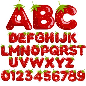 Strawberry Font Clipart: PNG SVG Alphabet Bundle (5 Sets) - Etsy