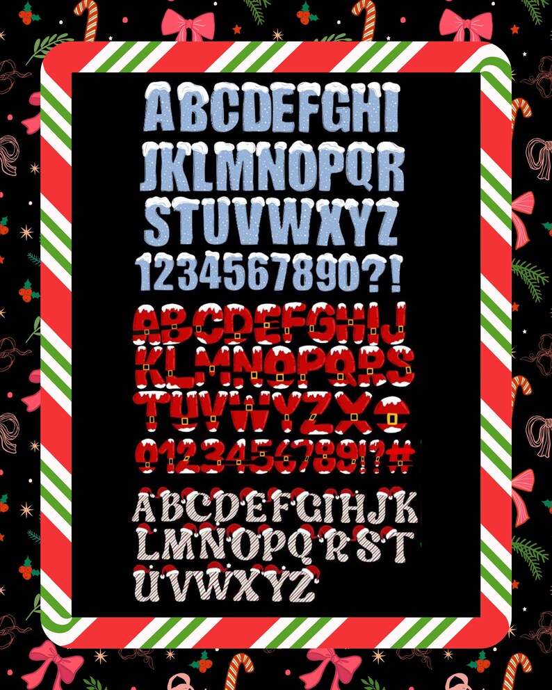 Christmas Font Clipart Bundle: 41 Sets PNG SVG, Holiday Letters - Etsy