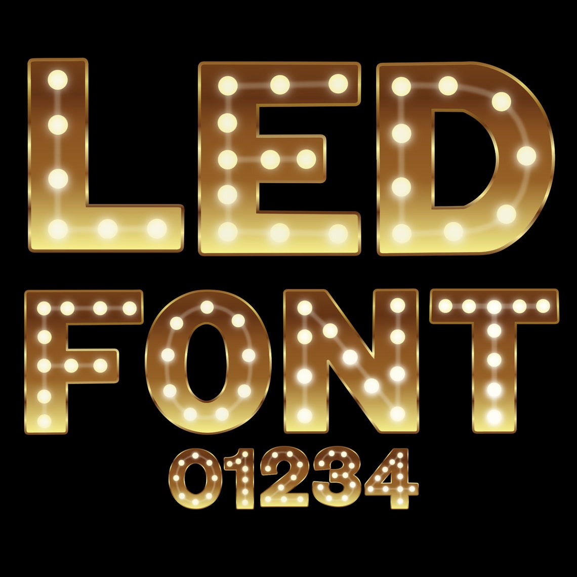 Marquee Lights Font Clipart PNG SVG Bundle, LED Font Svg, Lights ...