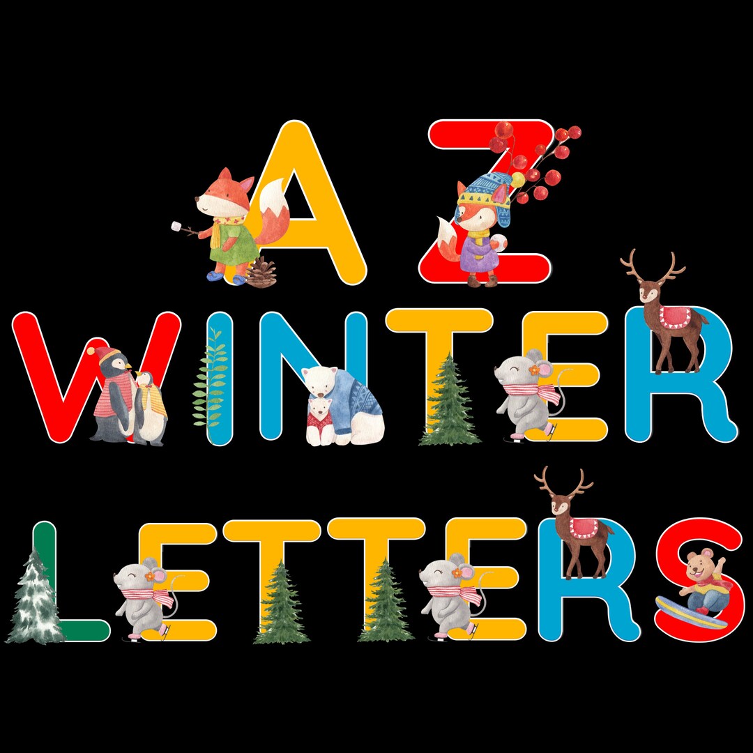 Watercolor Winter Letters PNG SVG Bundle, Winter Font, Winter Alphabet ...