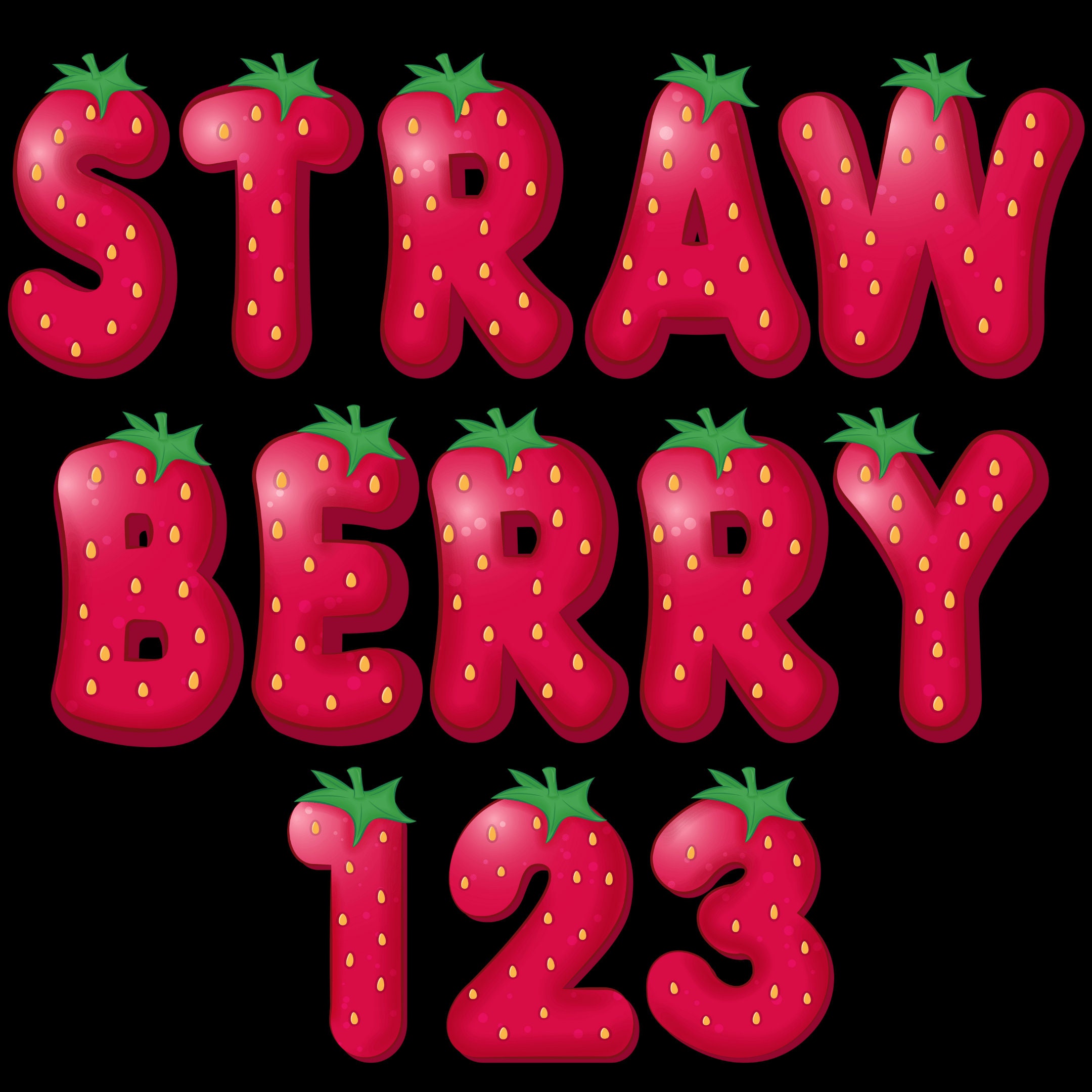 Fruits Letters Clipart: PNG SVG Font Bundle - Etsy