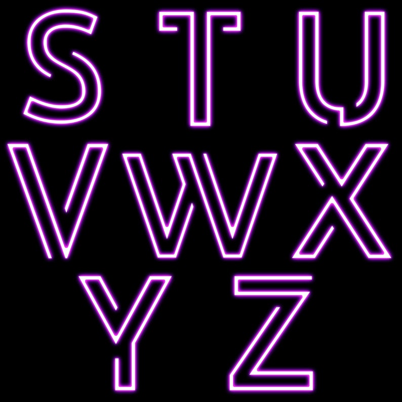 Pink Neon Letters PNG SVG Clipart Bundle, Neon Alphabet, Neon Font Svg ...