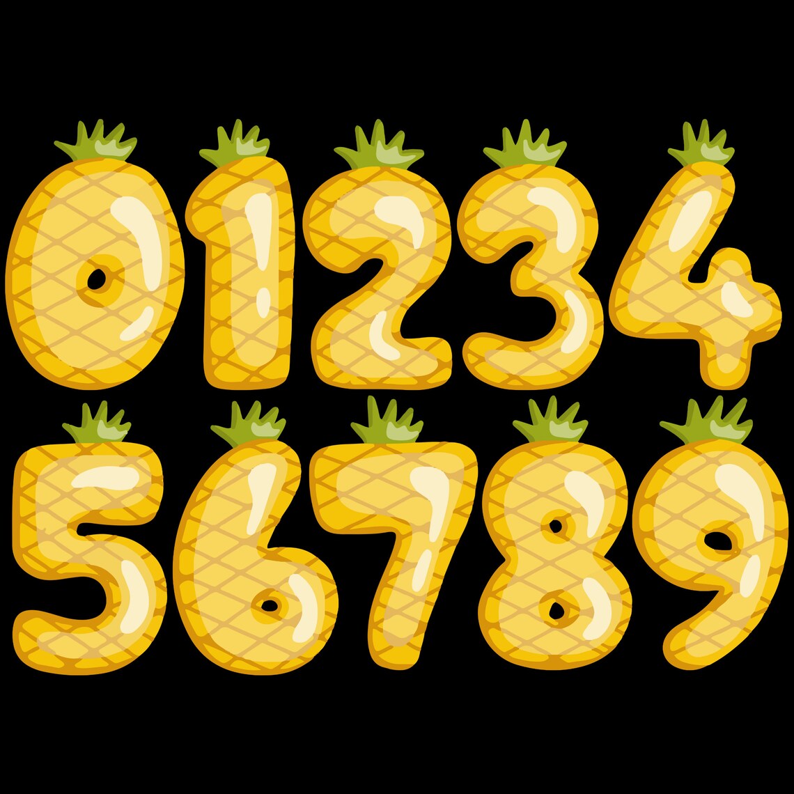 Pineapple Letters Clipart PNG SVG Bundle, Pineapple Font, Pineapple ...