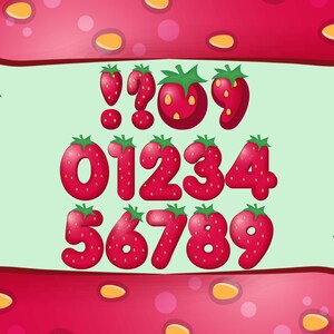 Strawberry Font: PNG SVG Clipart Bundle - Fruit Letters & Numbers - Etsy