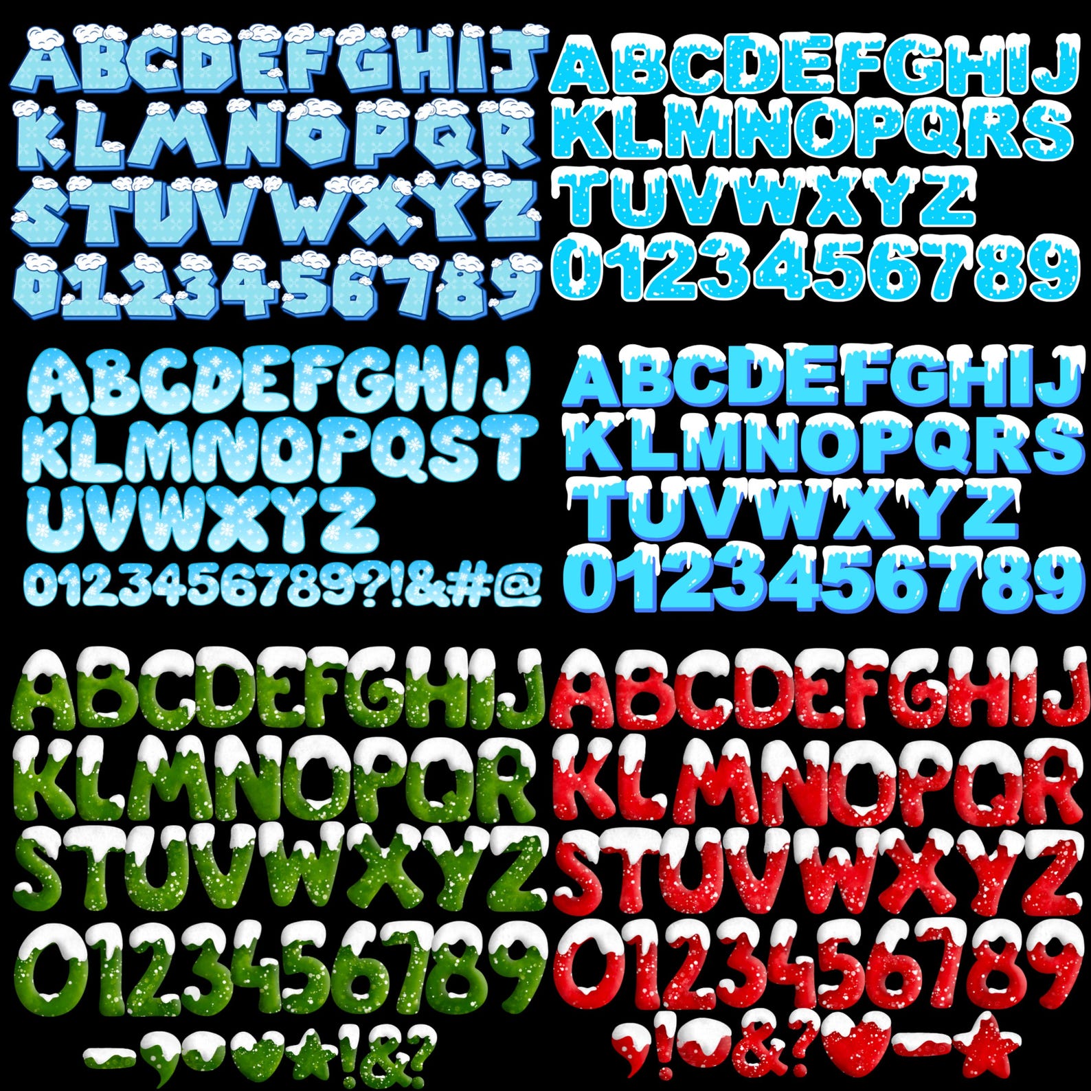 Bundle 25 Sets Winter Ice Fonts Clipart PNG SVG, Xmass Font Svg, Winter ...