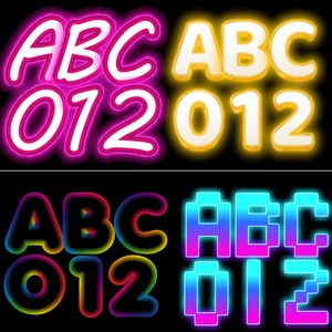 Neon Letters PNG SVG Clipart Bundle, Neon Alphabet, Neon Font Svg, Neon ...