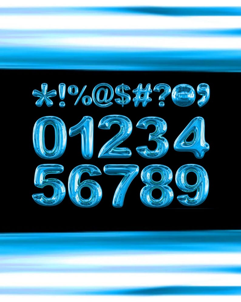 Blue Balloon Letters Clipart Bundle: PNG SVG Foil Alphabet (digital ...