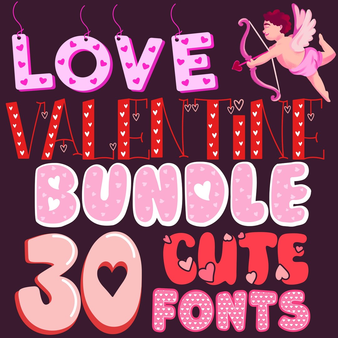 St. Valentine Love 30 Fonts Bundle SVG & PNG Format, Letters With ...