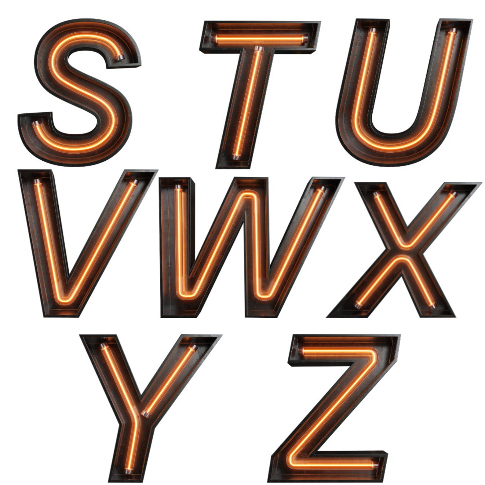 3D Neon Lights Font Clipart PNG SVG Bundle, LED Font Svg, Lights ...