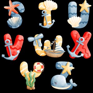Cartoon Sea Letters Clipart PNG SVG Bundle, Cartoon Font, Cartoon ...