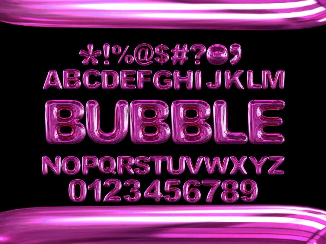 3D Pink Balloon Letters Clipart PNG SVG Bundle, Bubbly Font, Inflatable ...