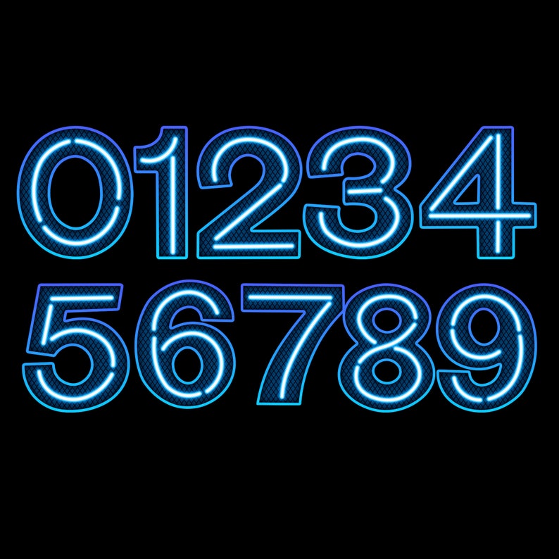 Blue Neon Letters PNG SVG Clipart Bundle, Neon Alphabet, Neon Font Svg ...