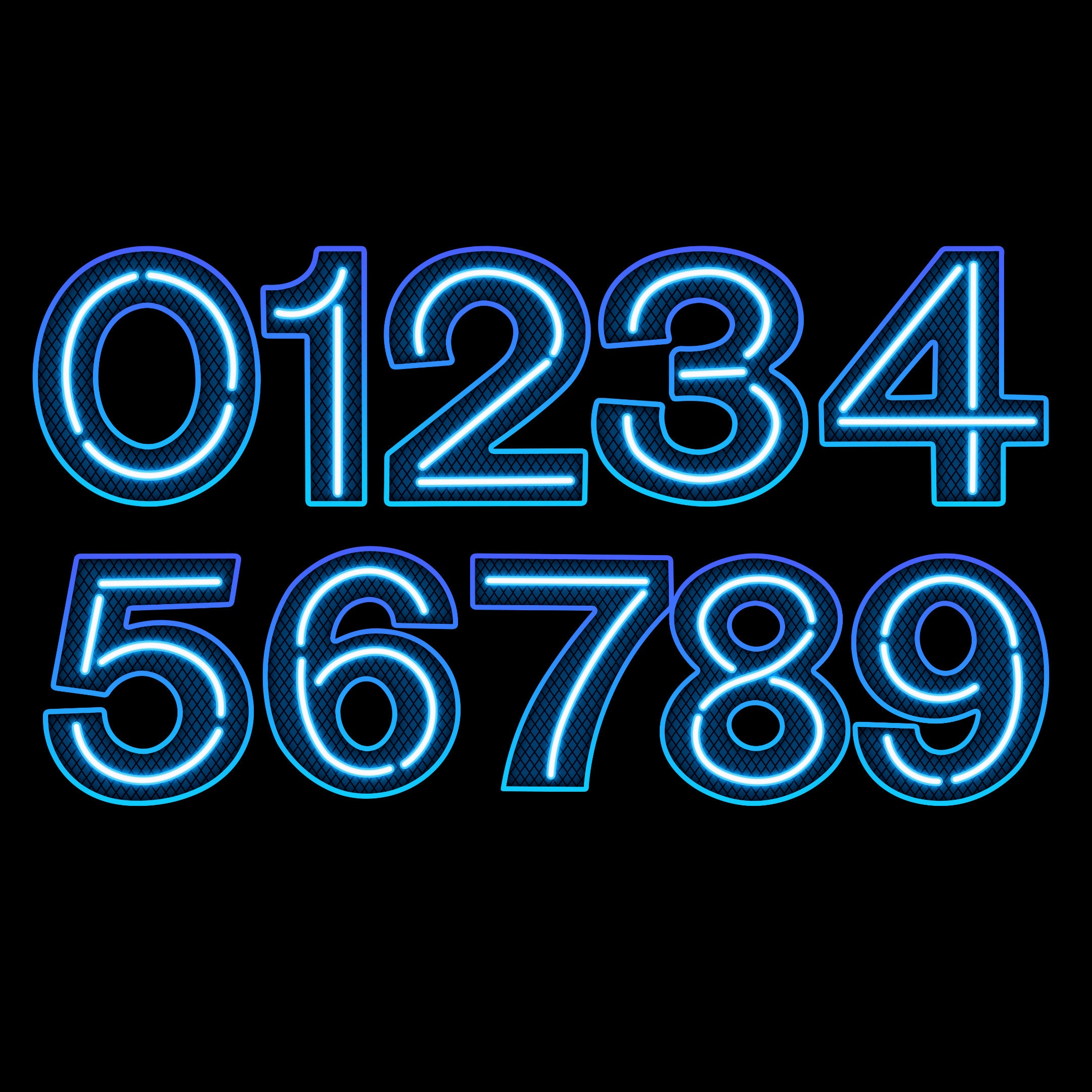 Blue Neon Letters PNG SVG Clipart Bundle, Neon Alphabet, Neon Font Svg ...