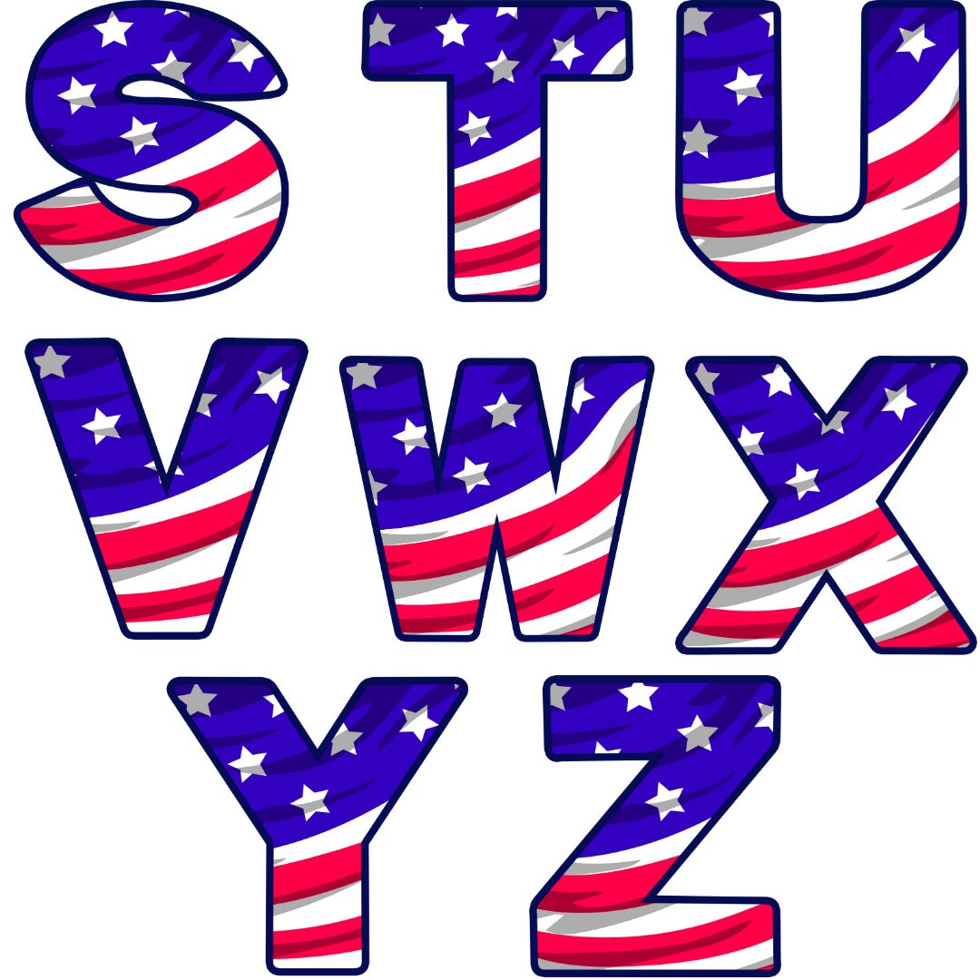 American Flag Font Numbers Clipart PNG SVG Bundle, American Letters ...