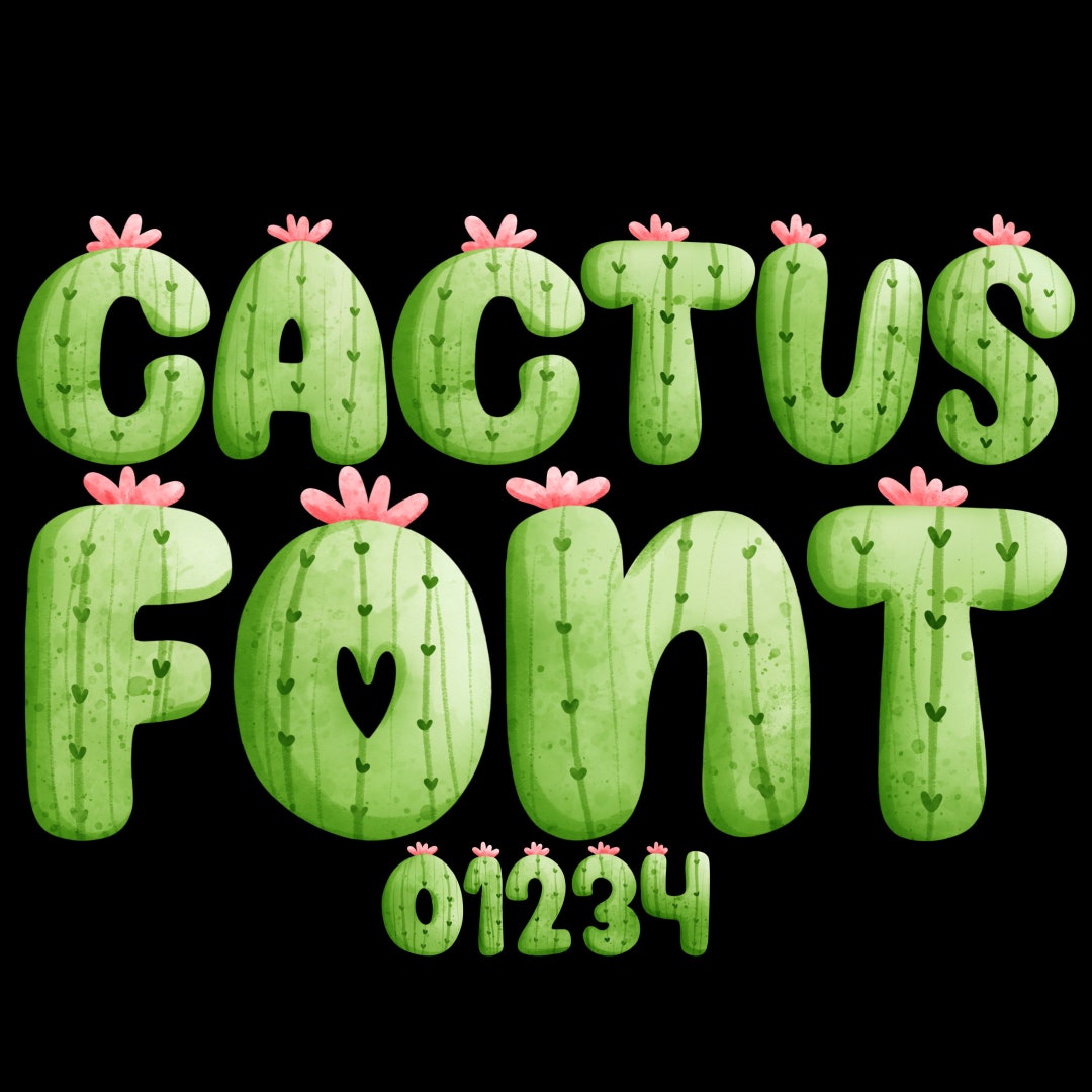 Cartoon Cactus Letters Clipart PNG SVG Bundle, Cartoon Font, Cartoon ...