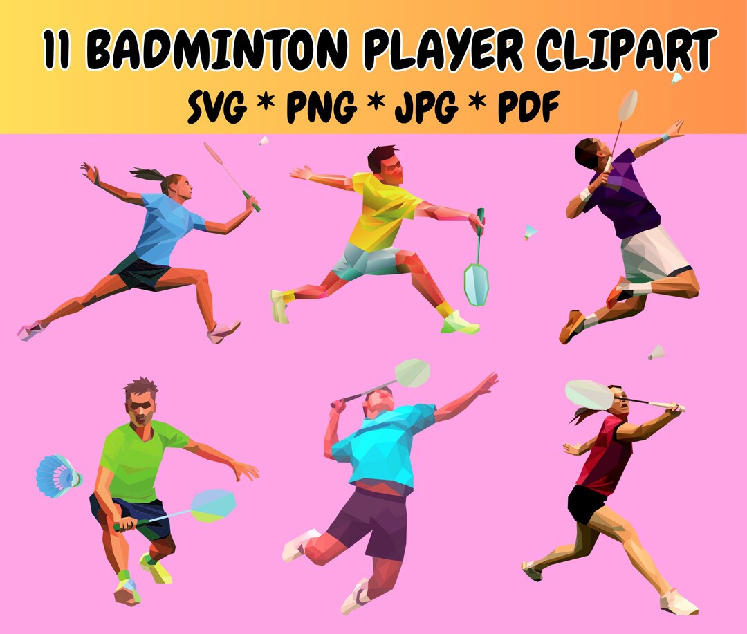Buy 11 Badminton Player Clipart Bundle SVG PNG JPG Pdf Icons, Game ...