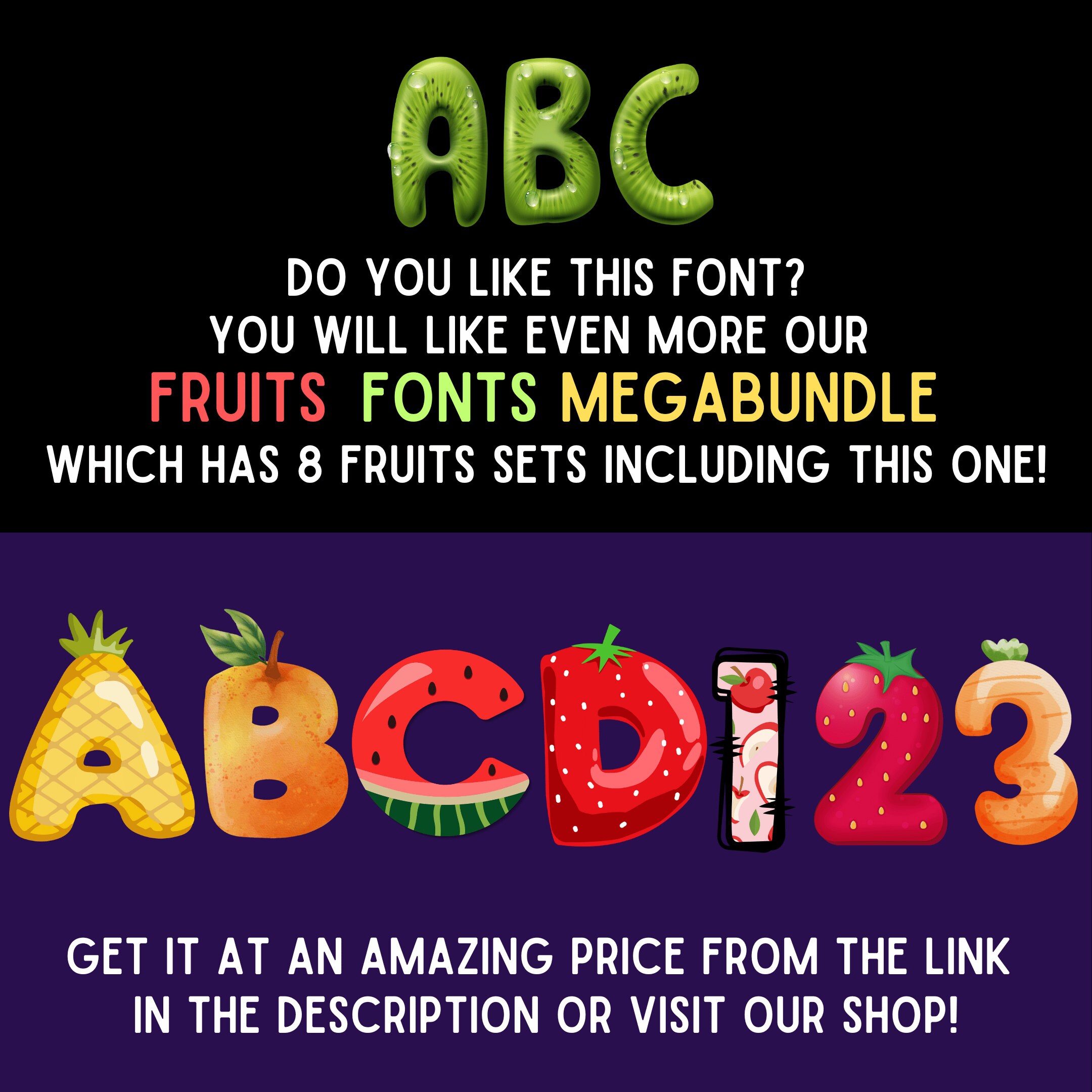 Kiwi Letters PNG SVG Clipart Bundle, Kiwi Alphabet, Kiwi Font Svg, Kiwi ...