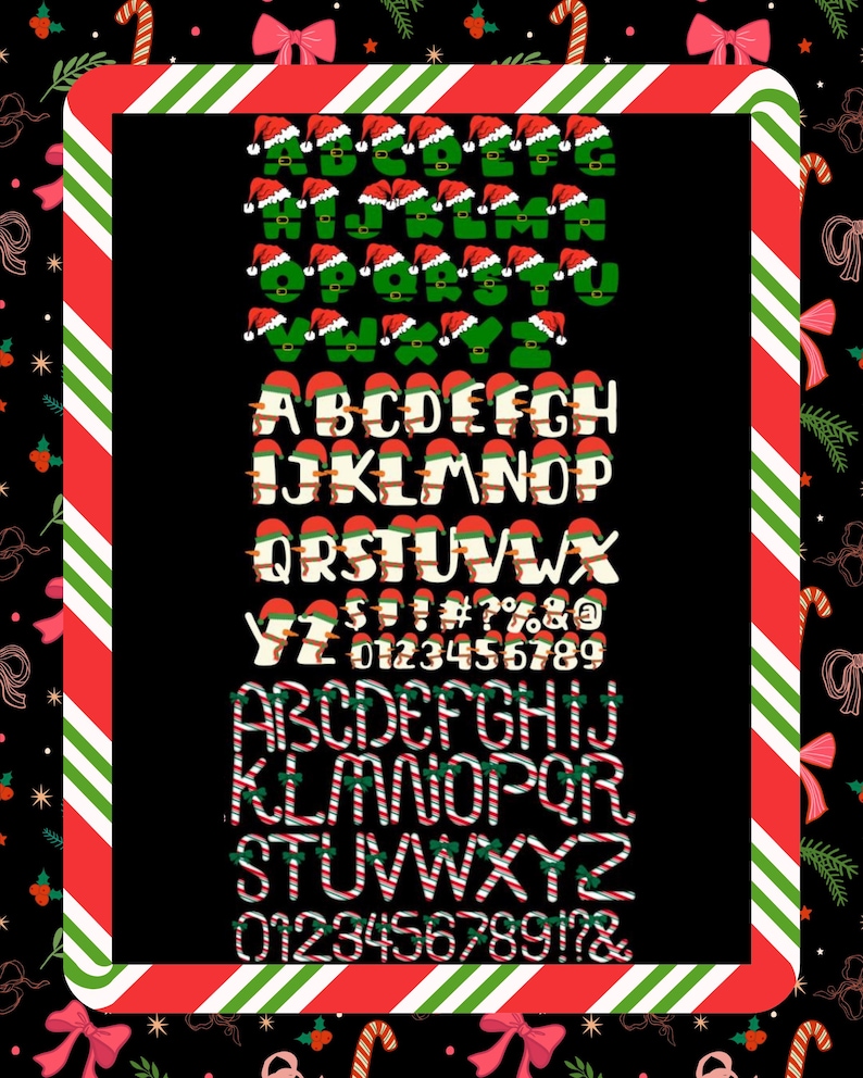 Christmas Font Clipart Bundle: 41 Sets PNG SVG, Holiday Letters - Etsy