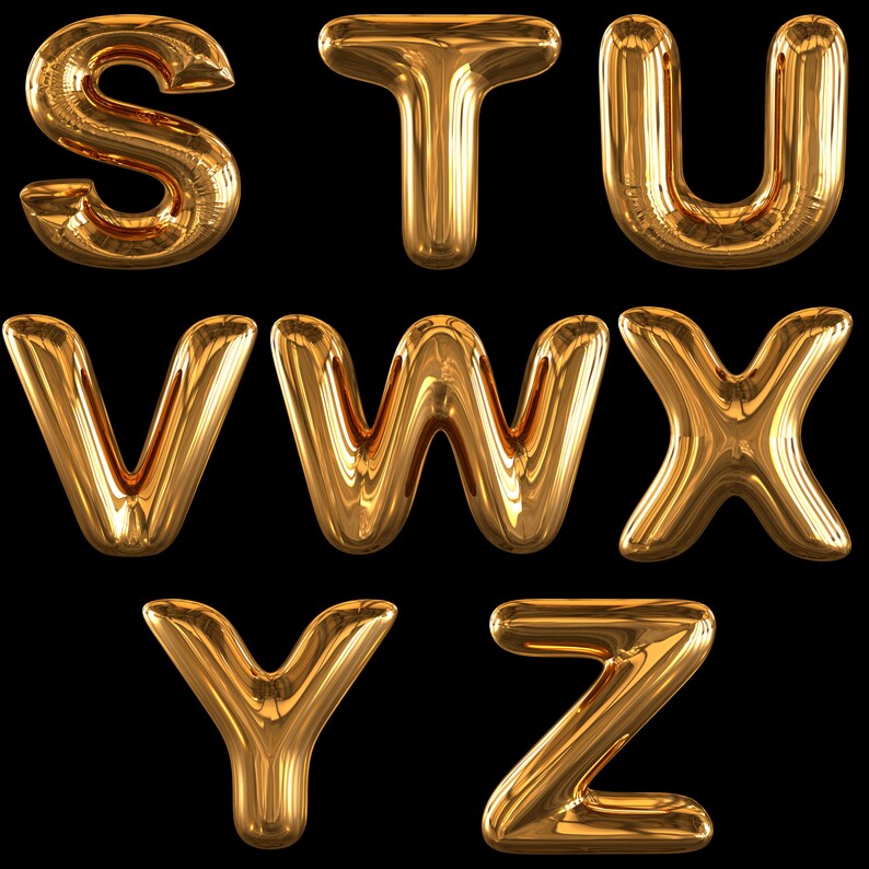 Letras de globo 3D Clipart PNG SVG Bundle, Fuente burbujeante, Alfabeto ...
