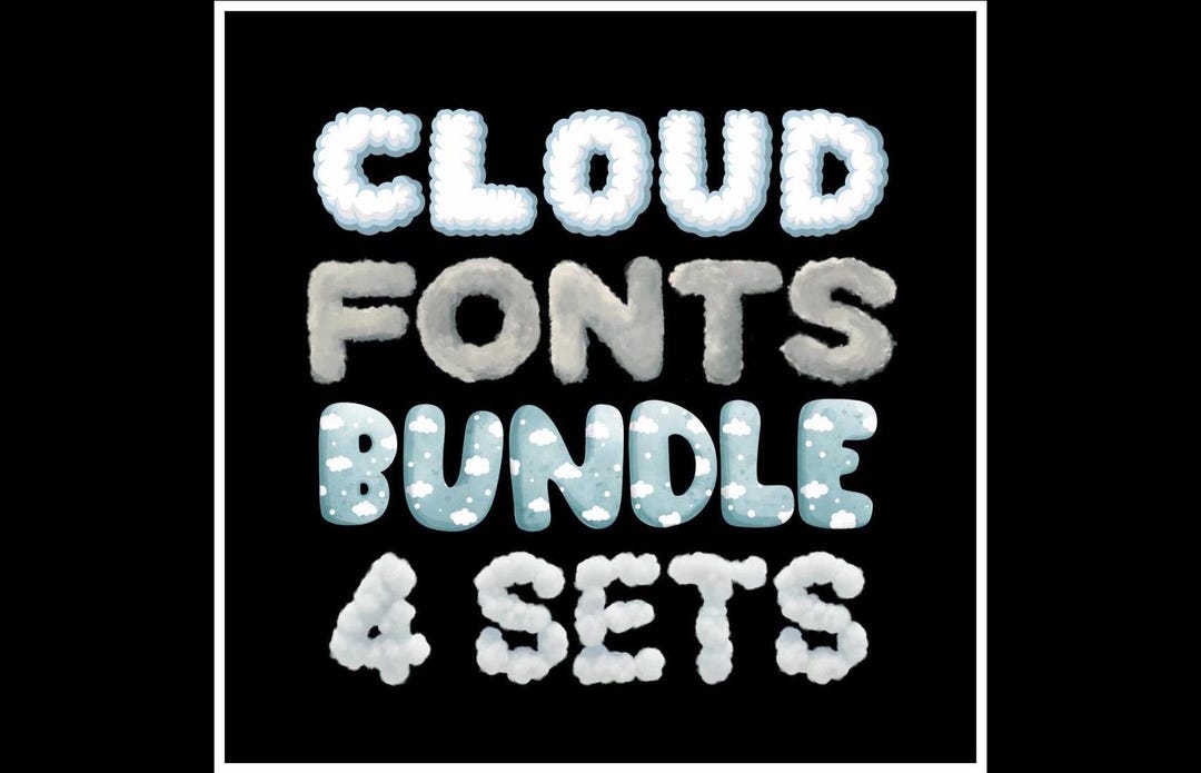 Cloud Letters PNG SVG Clipart Bundle, Cloud Alphabet, Cloud Font Svg ...