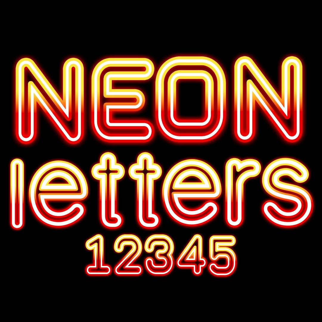 Neon Letters PNG SVG Clipart Bundle, Neon Alphabet, Neon Font Svg, Neon ...