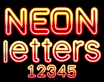 Blue Neon Letters PNG SVG Clipart Bundle, Neon Alphabet, Neon Font Svg ...