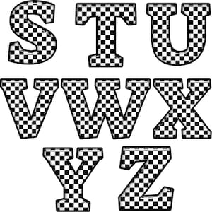 3D Checkered Font Clipart PNG SVG Bundle, Checkered Alphabet, Checkered ...
