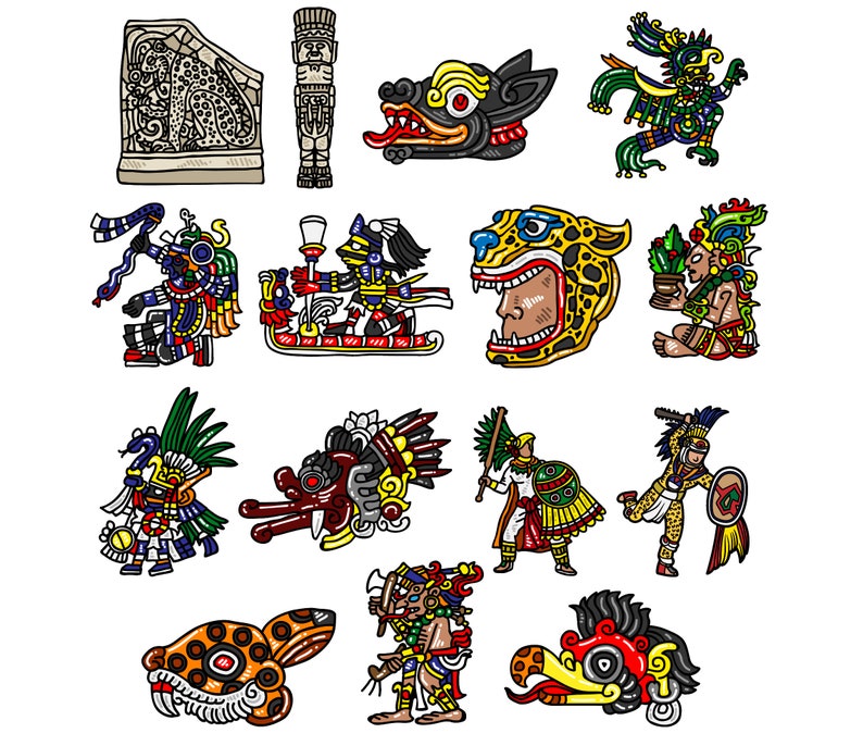 30 Aztec Clipart Bundle SVG PNG JPG Pdf Icons, Aztec Warrior, Aztec ...