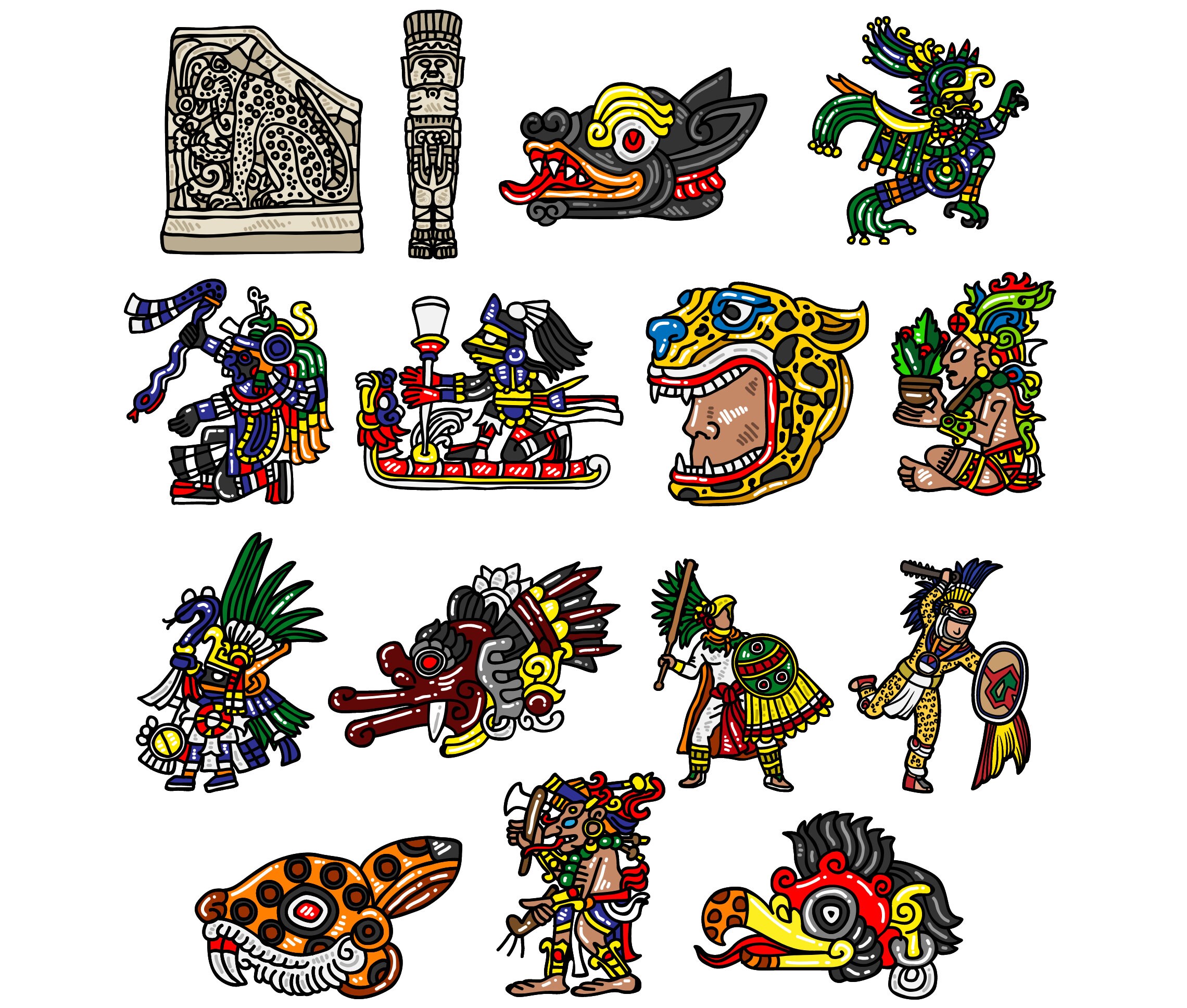 30 Aztec Clipart Bundle SVG PNG JPG Pdf Icons, Aztec Warrior, Aztec ...