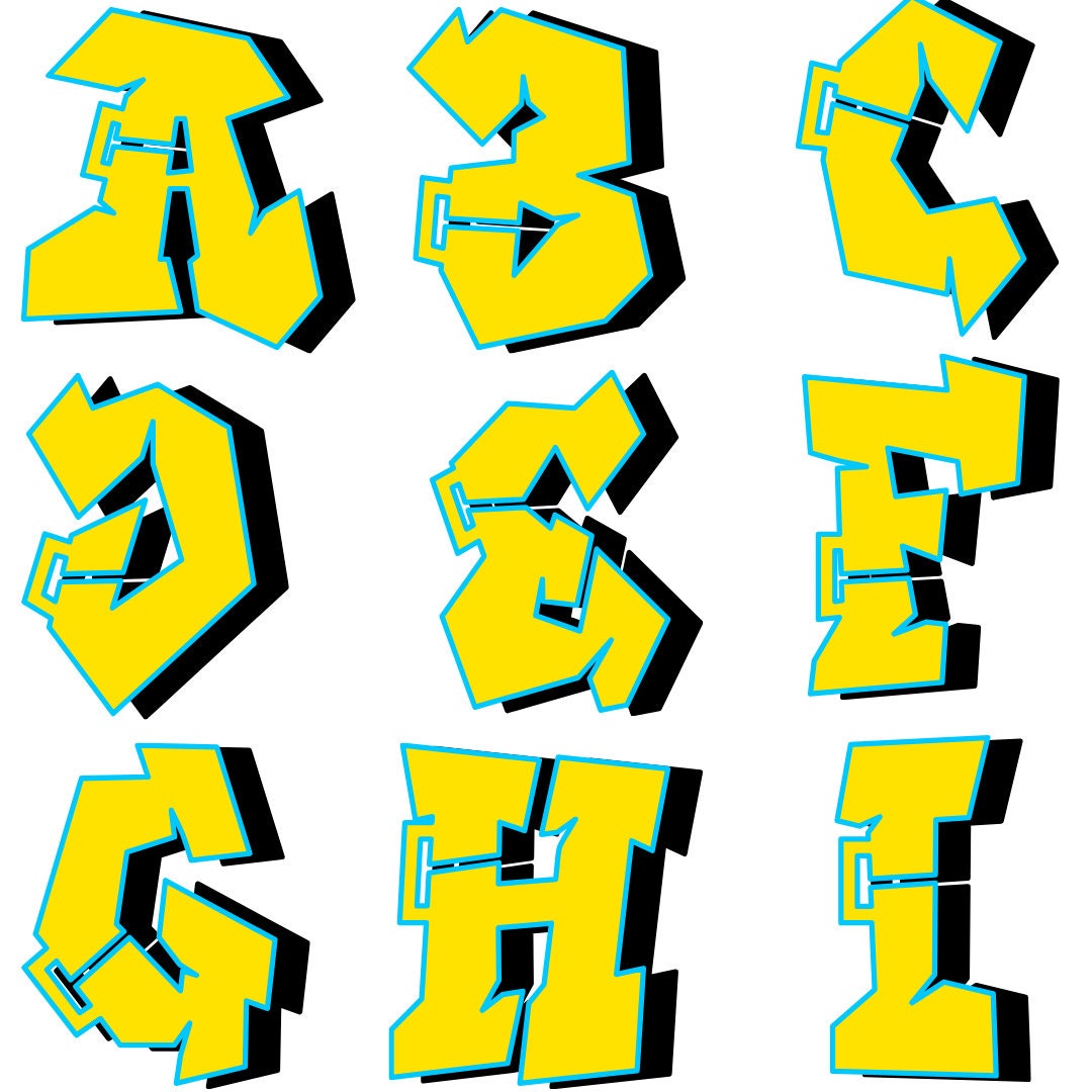 3D Graffiti Font Clipart PNG SVG Bundle, Urban Graffiti Font Svg, Retro ...