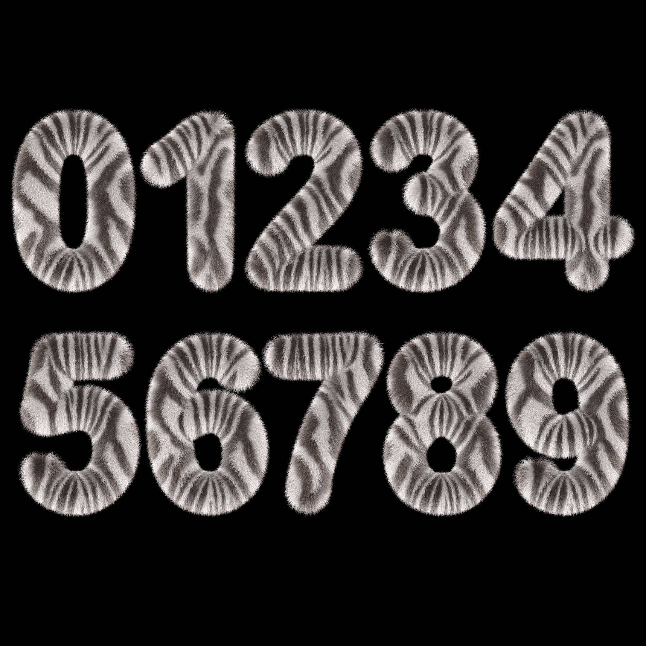 3D Furry Letters Clipart PNG SVG Bundle, Furry Zebra Font, Fluffy ...