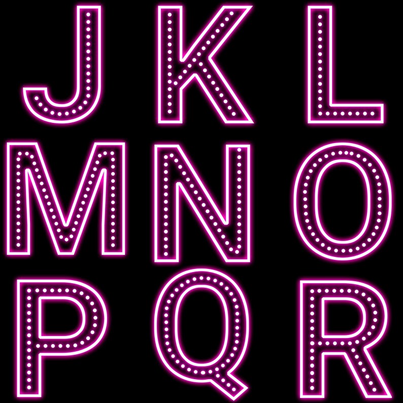 Rosa Neon Buchstaben PNG SVG Clipart Bundle, Neon Alphabet, Neon ...