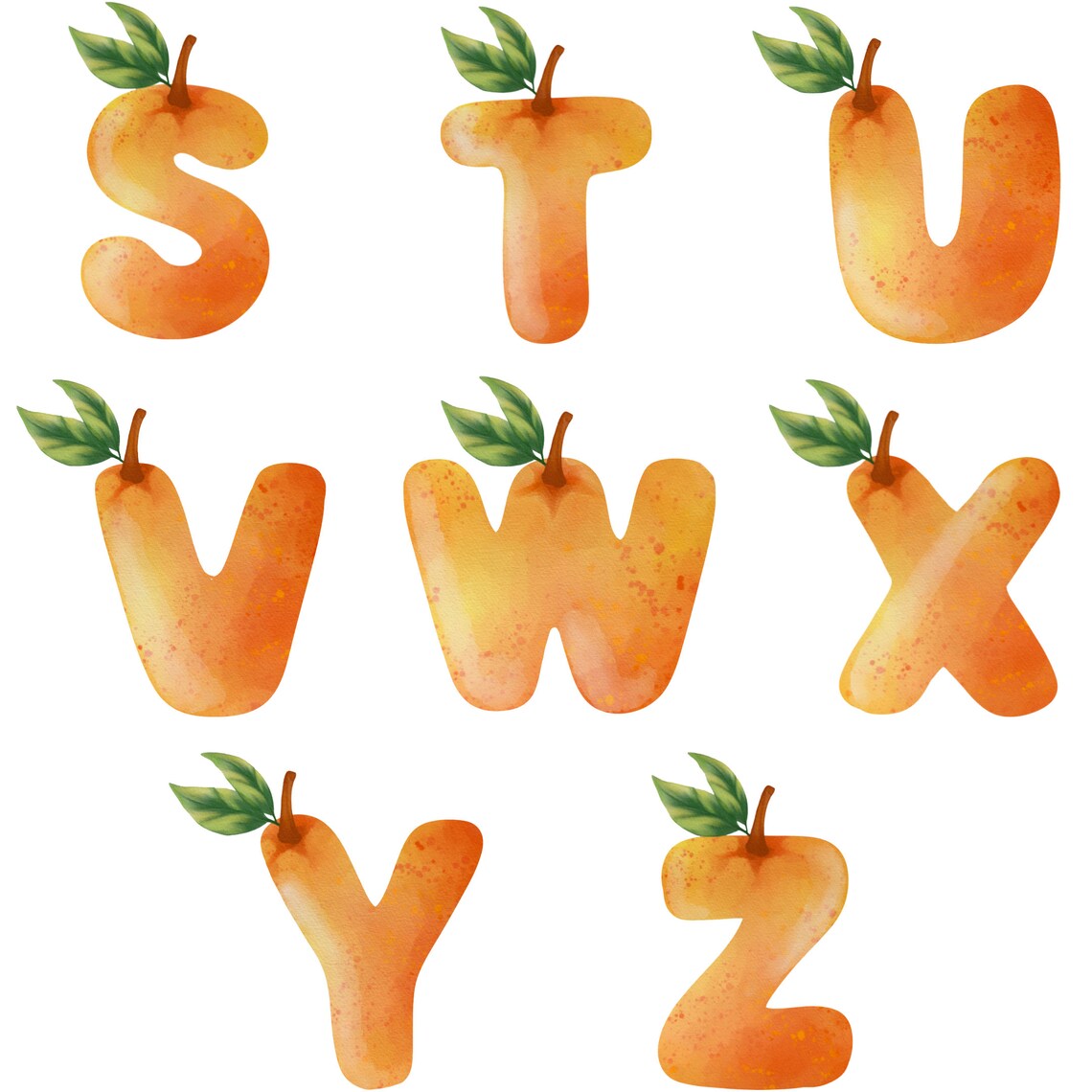 Orange Letters PNG SVG Clipart Bundle, Orange Alphabet, Orange Font Svg ...