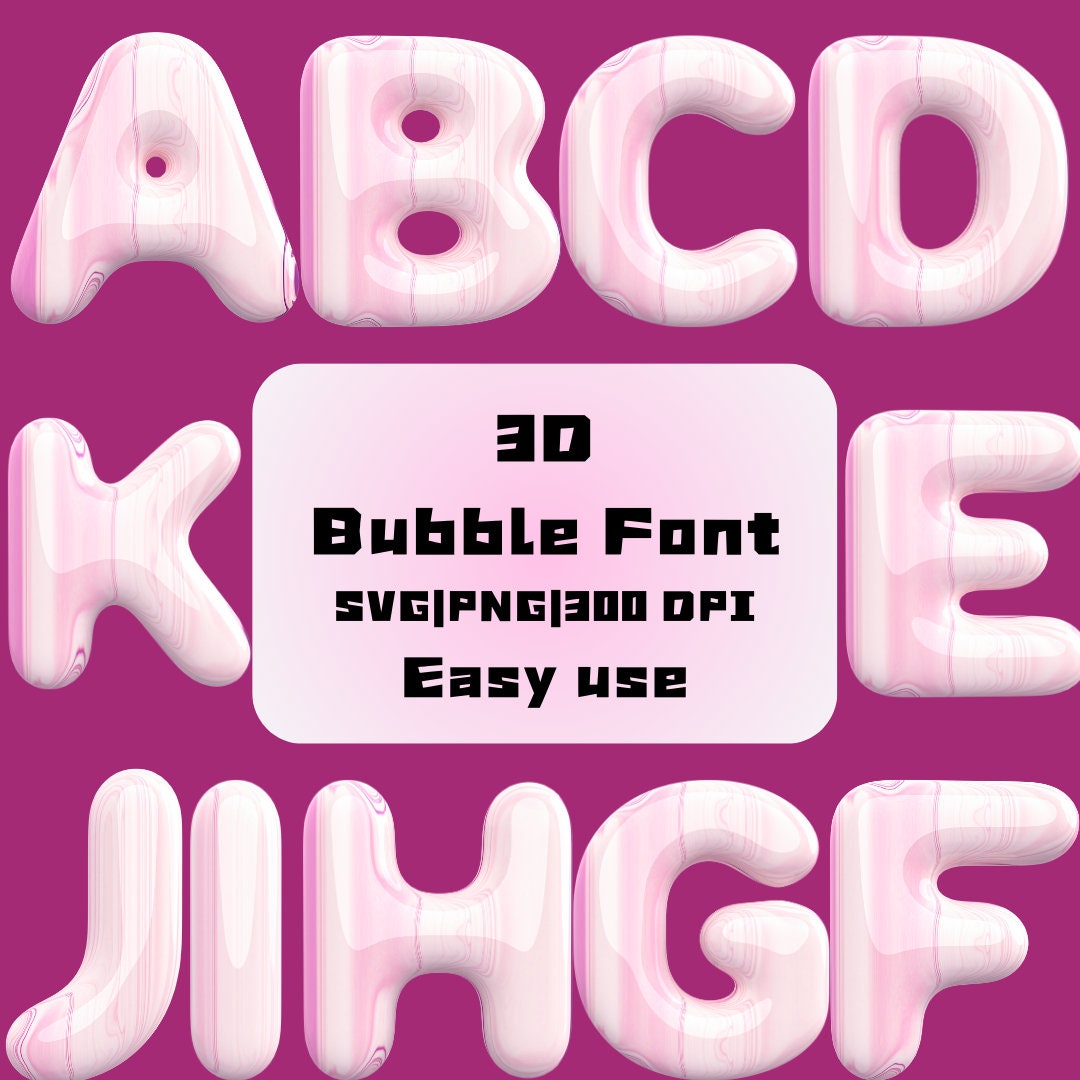 3D Bubbly Letters Clipart PNG SVG Bundle, Bubbly Font, Bubbly Alphabet ...