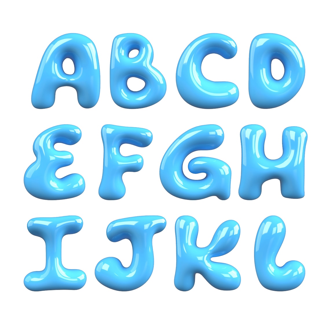 3D Bubbly Letters Clipart PNG SVG Bundle, Bubbly Font, Bubbly Alphabet ...