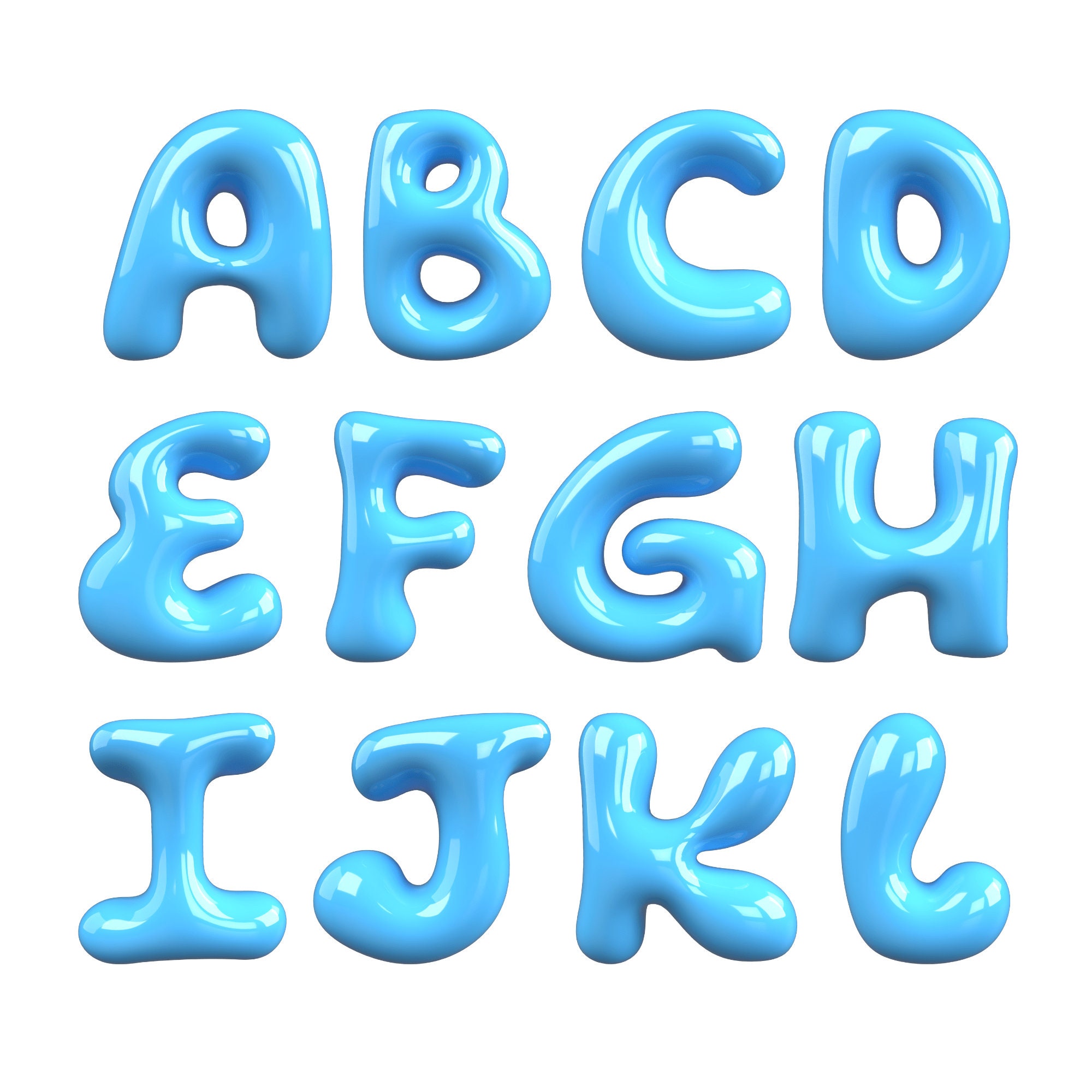 3D Bubbly Letters Clipart PNG SVG Bundle, Bubbly Font, Bubbly Alphabet ...