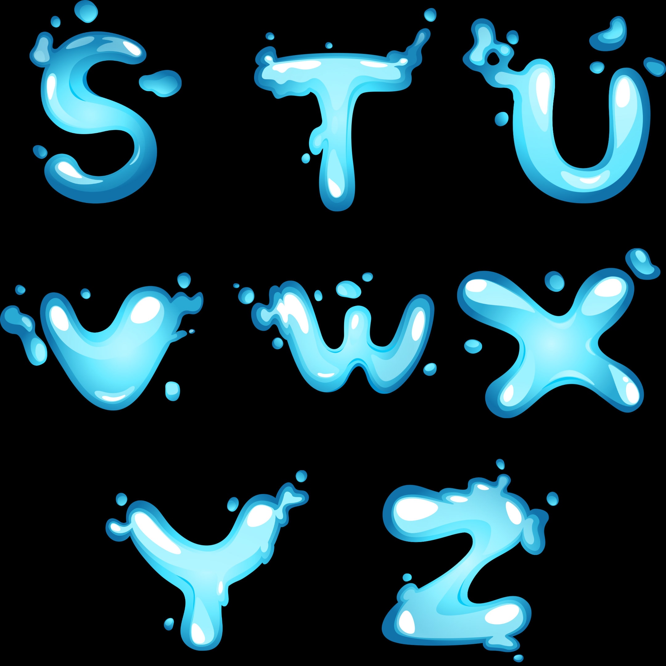 Water Letters Clipart PNG SVG Bundle, Water Font, Water Alphabet, Ocean Font, Monogram, Doodle ...