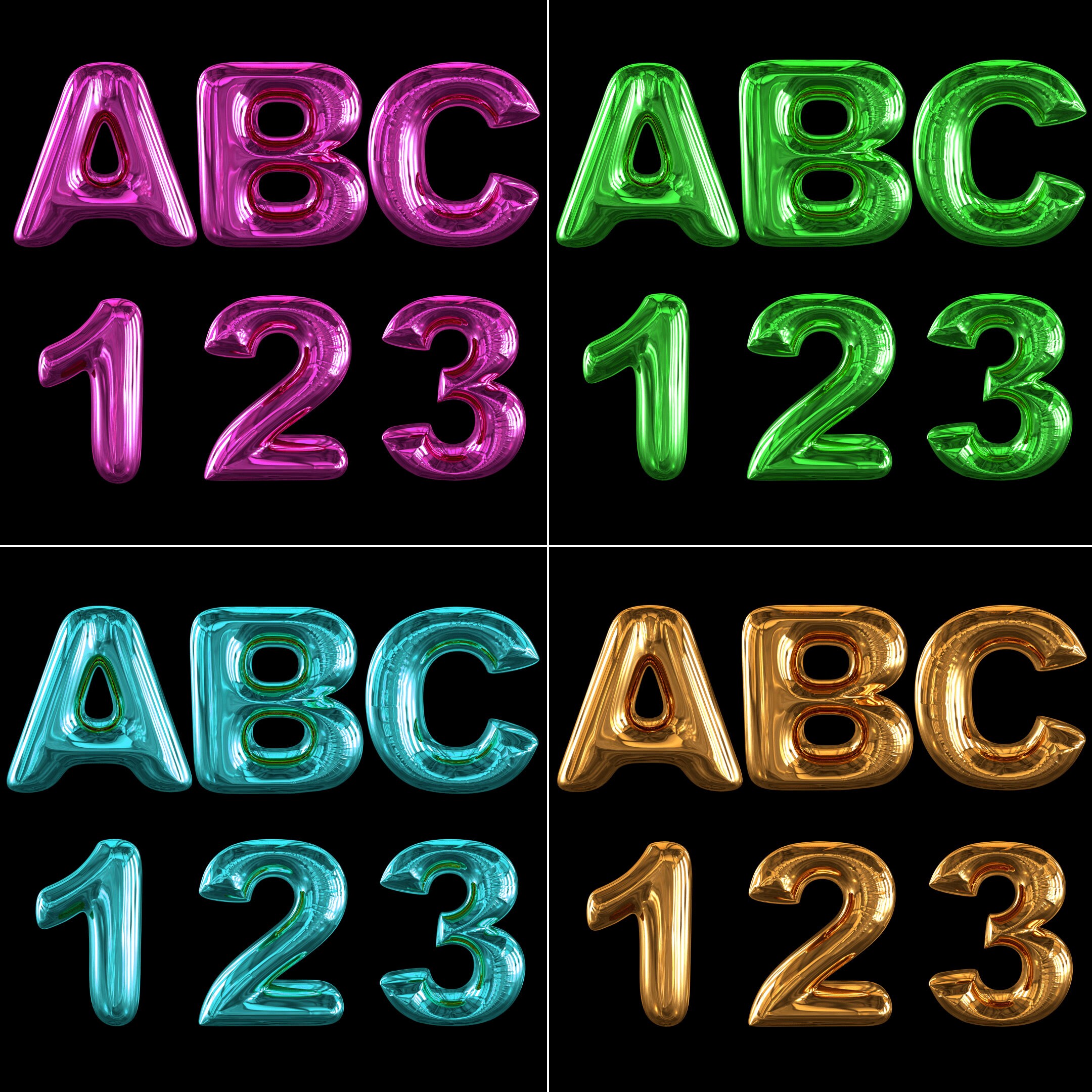 3D Bubbly Balloon Letters Clipart PNG SVG Bundle, Bubbly Fonts, Bubbly ...