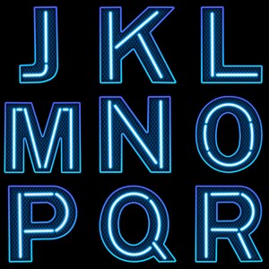 Blue Neon Letters PNG SVG Clipart Bundle, Neon Alphabet, Neon Font Svg ...
