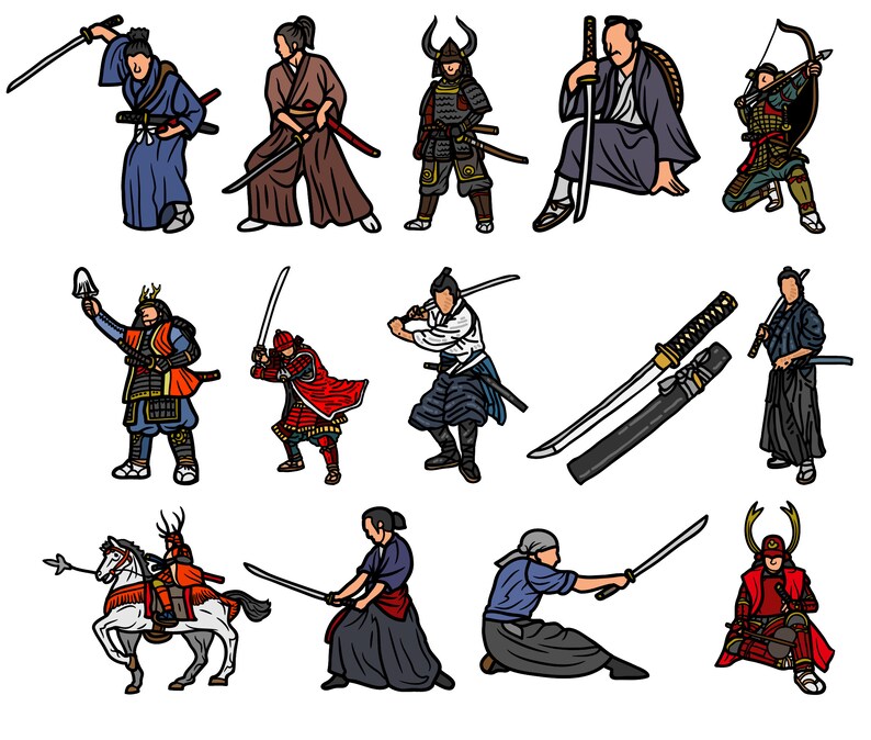 67 Samurai Clipart Bundle SVG PNG JPG Pdf Icons Japanese - Etsy