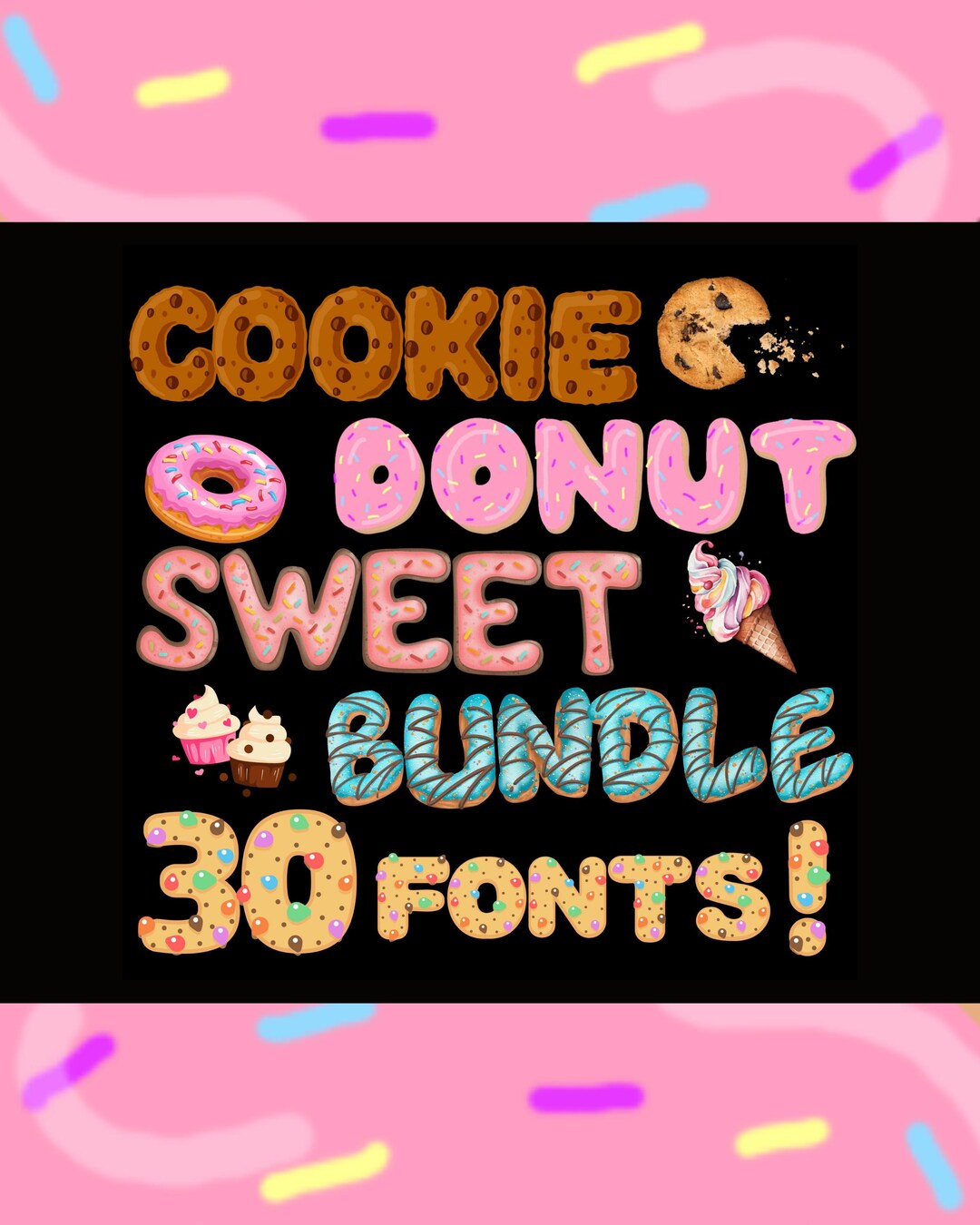 Sweets Font Bundle: 30 PNG SVG Candy Fonts - Etsy