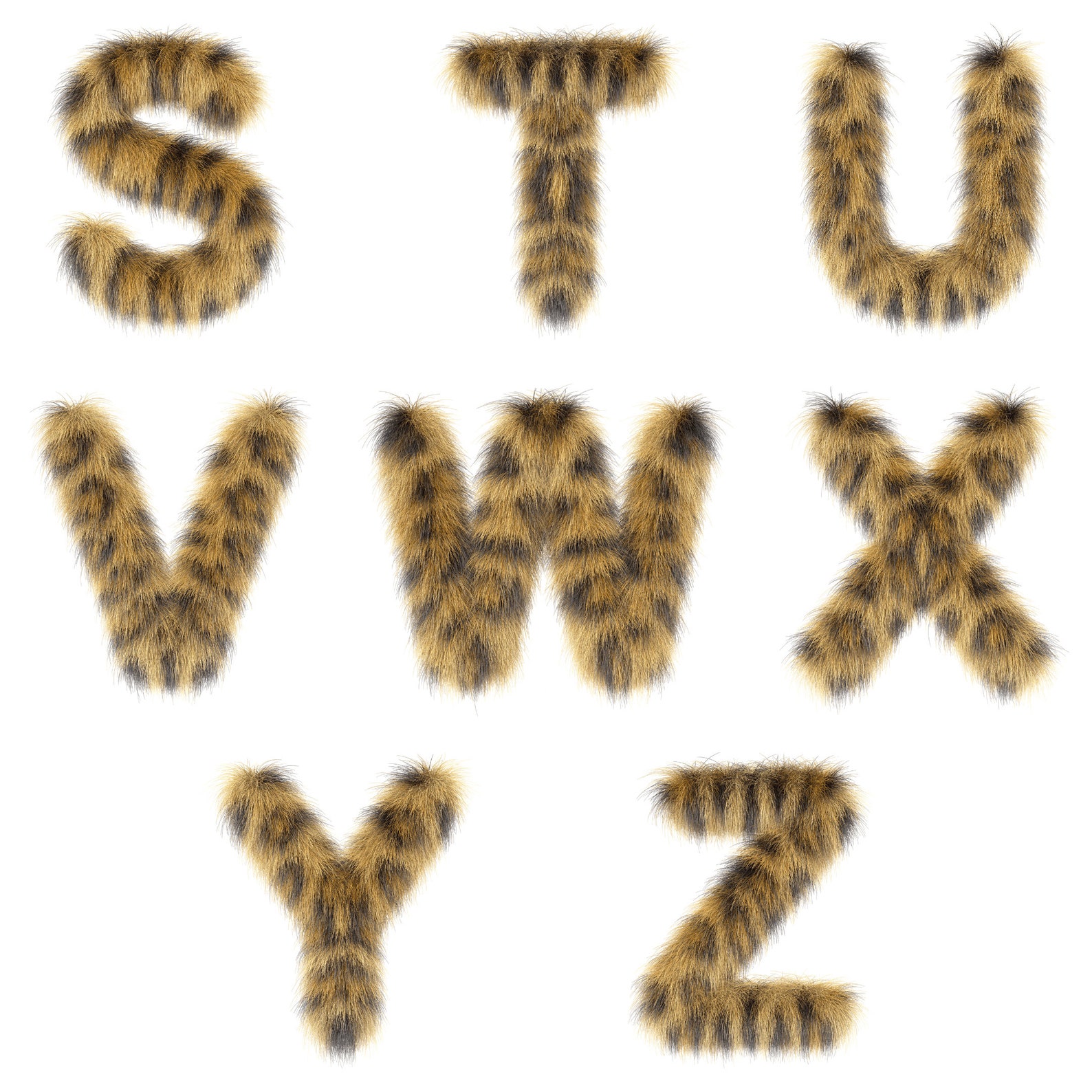 3D Furry Letters Clipart PNG SVG Bundle, Furry Leopard Font, Fluffy ...