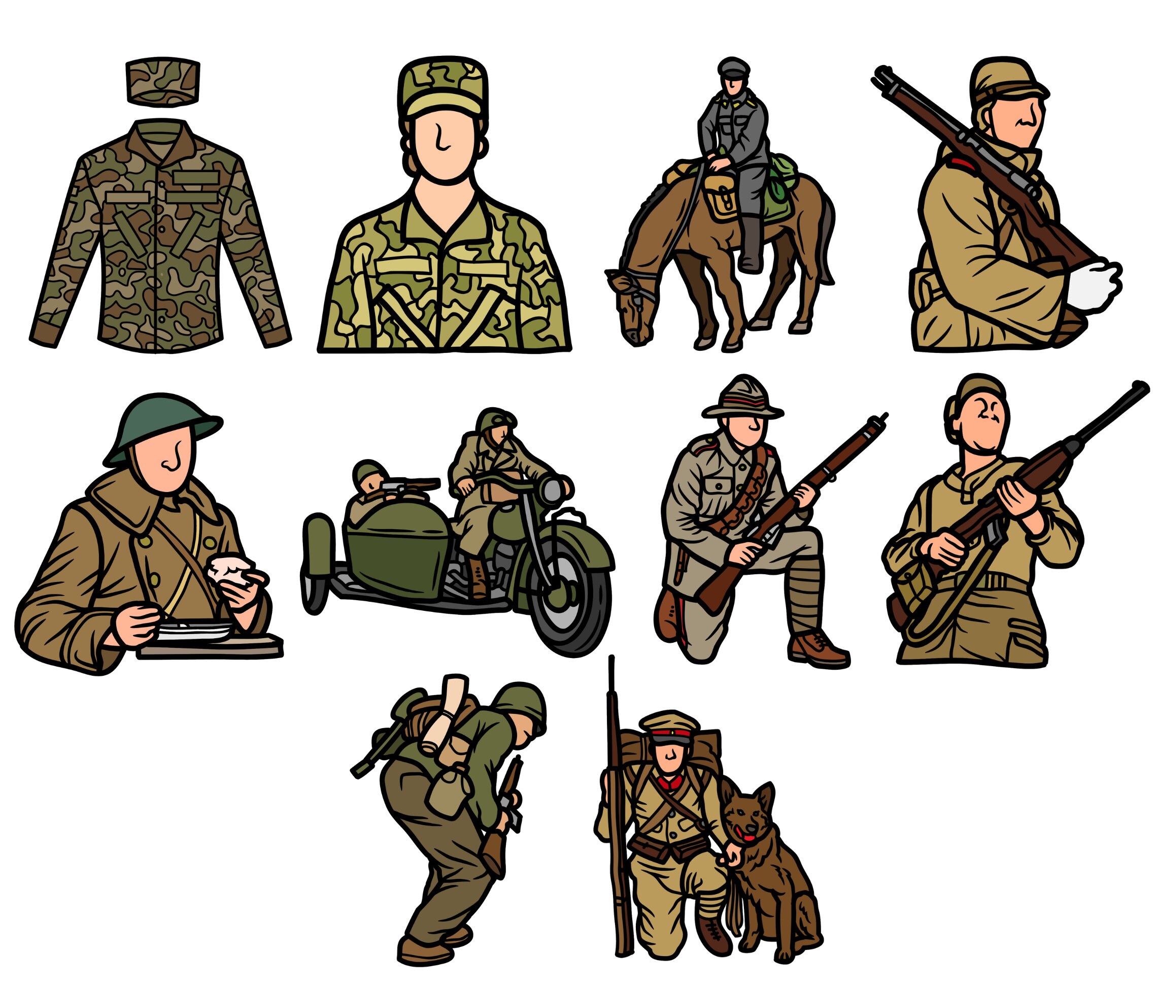28 Army Soldiers Clipart Bundle SVG PNG JPG Pdf Icons - Etsy Australia