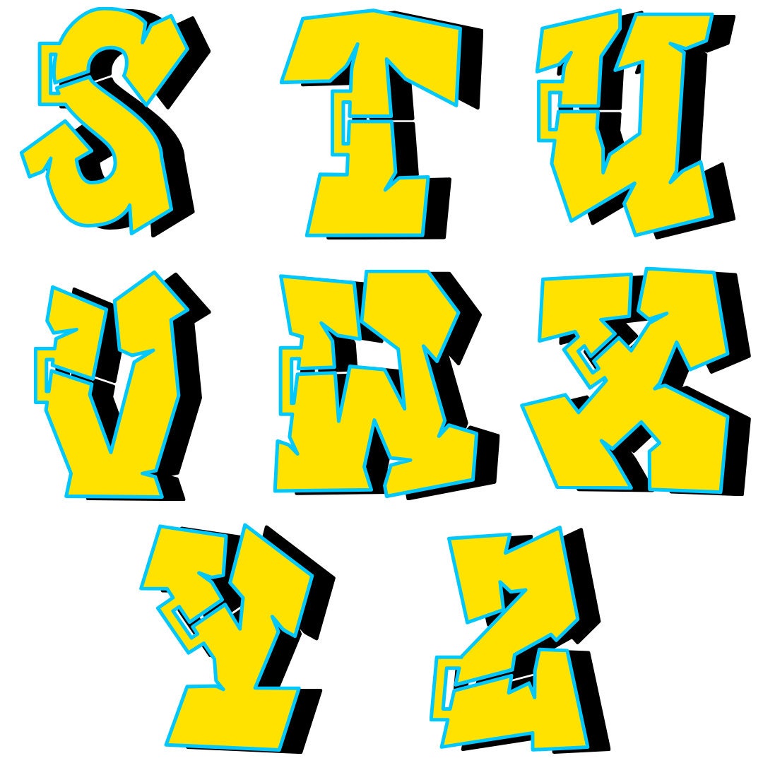 3D Graffiti Font Clipart PNG SVG Bundle, Urban Graffiti Font Svg, Retro ...
