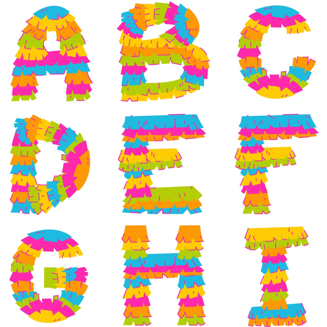 Pinata Font Clipart PNG SVG Bundle, Pinata Alphabet, Pinata Letters ...