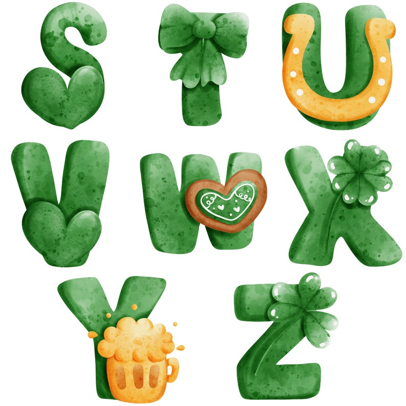 Cartoon St. Patrick Letters Clipart PNG SVG Bundle, St. Patrick Font ...