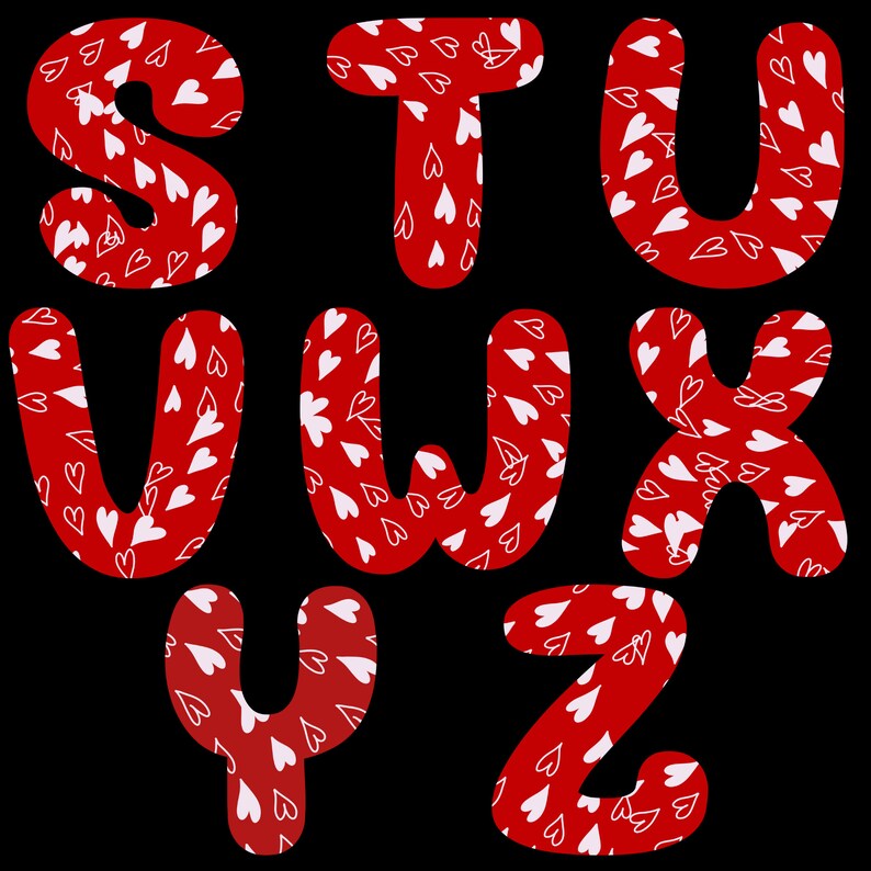 Heart Letters Clipart PNG SVG Bundle, Heart Font, Heart Alphabet, Love ...