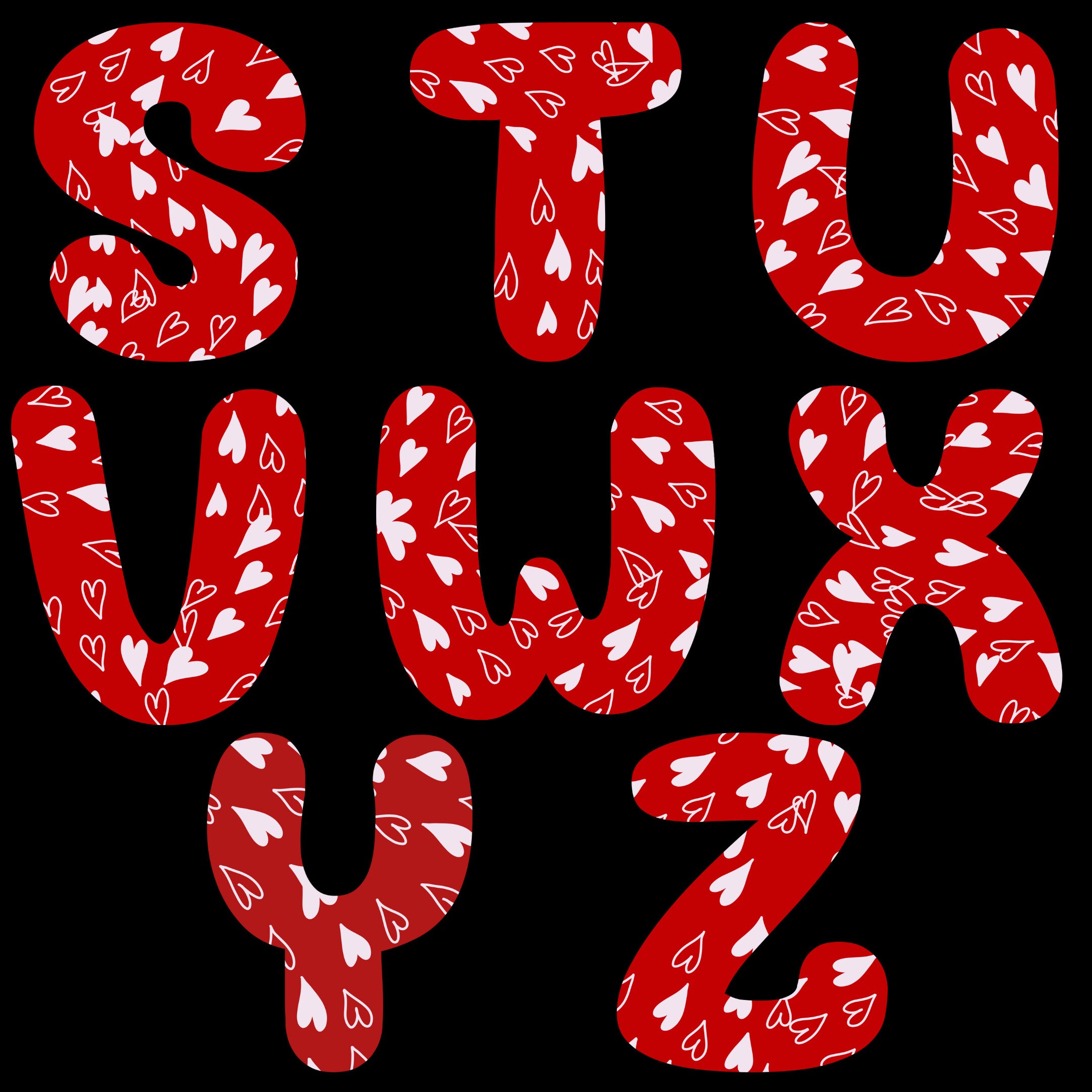 Heart Letters Clipart PNG SVG Bundle, Heart Font, Heart Alphabet, Love ...